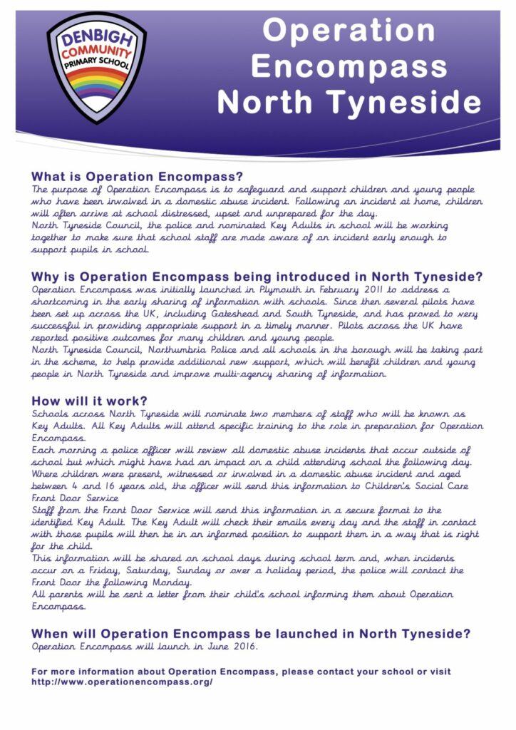 Operation Encompass - Denbigh Community Primary School - Wallsend